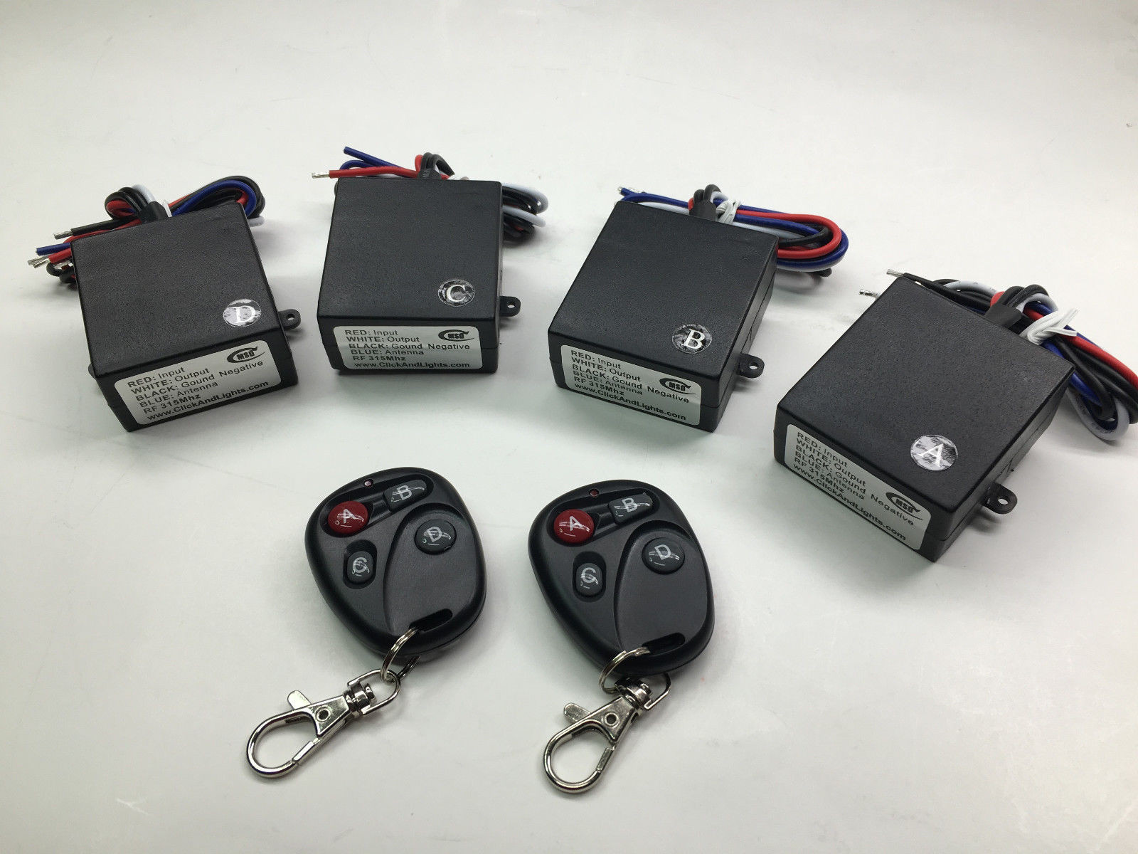 12v remote control 15A 315Mhz 4 channels relay switch with 2 key fobs ...