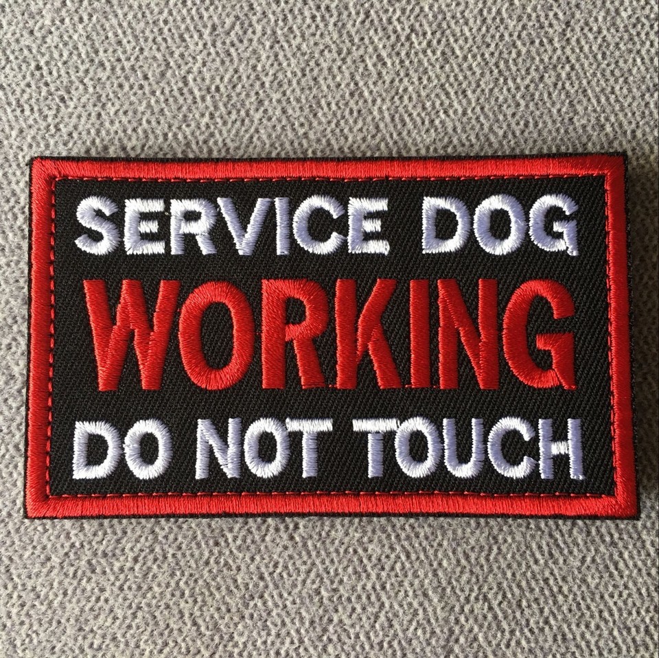 Embroidered ASK TO PET SERVICE DOG Track Paw Hook Loop Patch Fastener ...