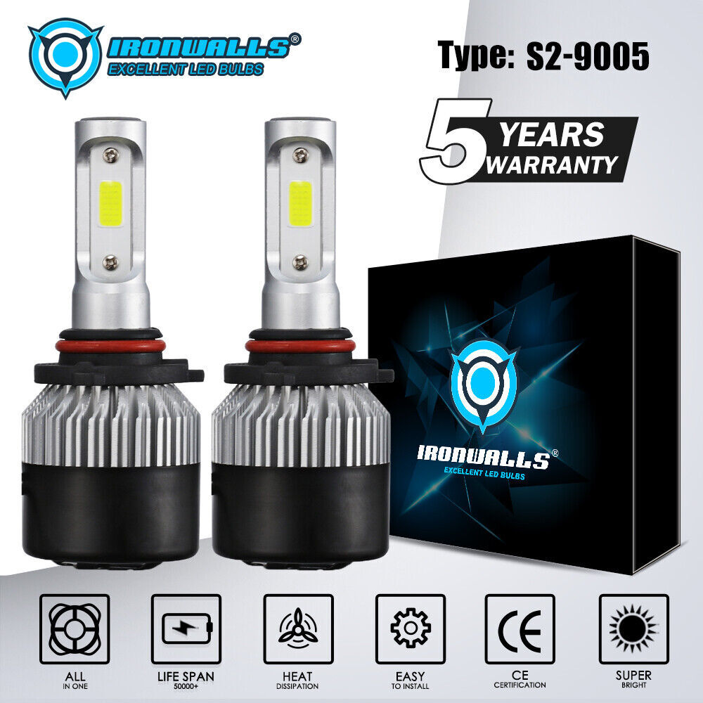 2-Side 9005 HB3 LED Headlight Hig/Low Beam Light Bulb 6500K White ...