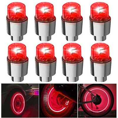 8x Red Car Auto Wheel Tire Tyre Air Valve Stem LED Light Caps Cover ...