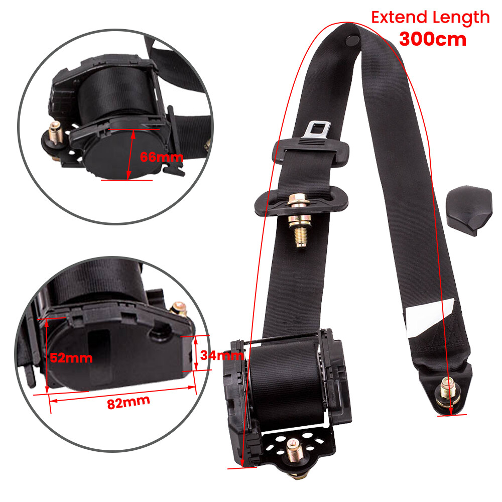 2x 3 Point Retractable Auto Car Shoulder Safety Seat Belt Diagonal Belt ...