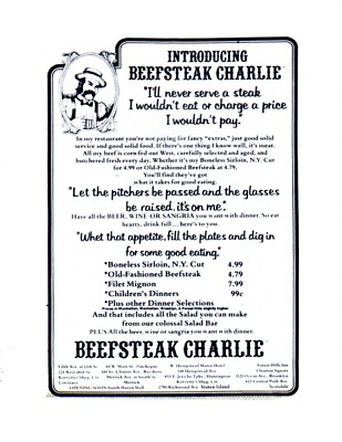 BEEFSTEAK CHARLIE'S MENU 8.5X11 GLOSSY REPRINT VINTAGE | eBay