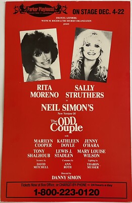 The Odd Couple -1984 Pre-Broadway Tour Window Card - Sally Struthers ...