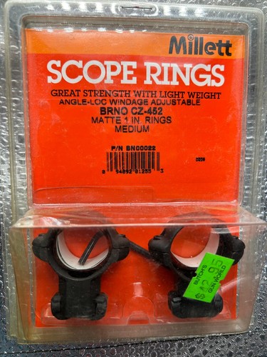 MILLETT SCOPE 1" RINGS BN00022 CZ-452 High Matte Angle-Loc Windage ...