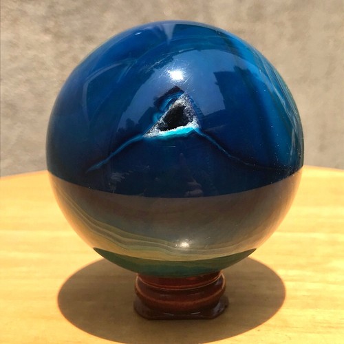 380G Rare Blue Agate Geode Bsll Quartz Crystal Sphere Mineral Specimen ...
