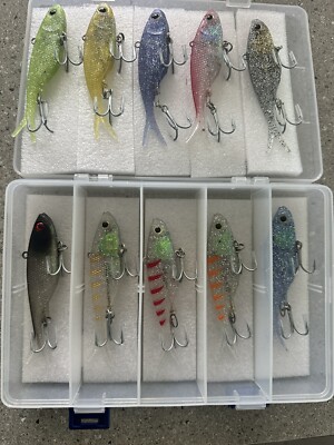 10 lures soft vibe 100mm quick catch quickcatch Sparklers sim transam ...