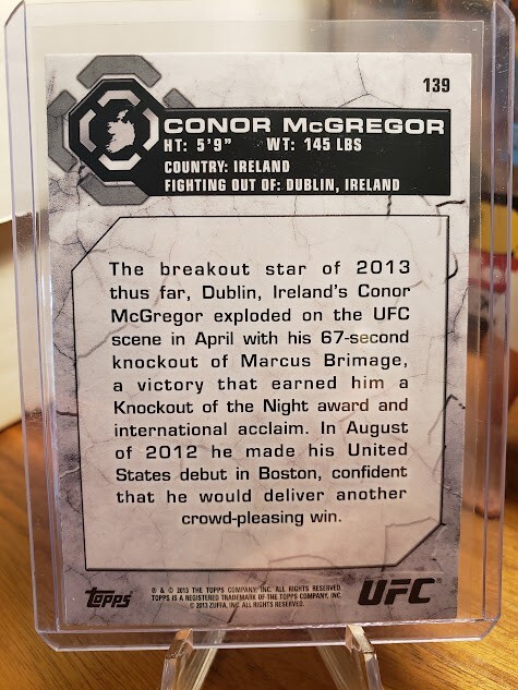 2013 Topps UFC Bloodlines CONOR McGREGOR #139 RC Rookie Card Rare MMA ...