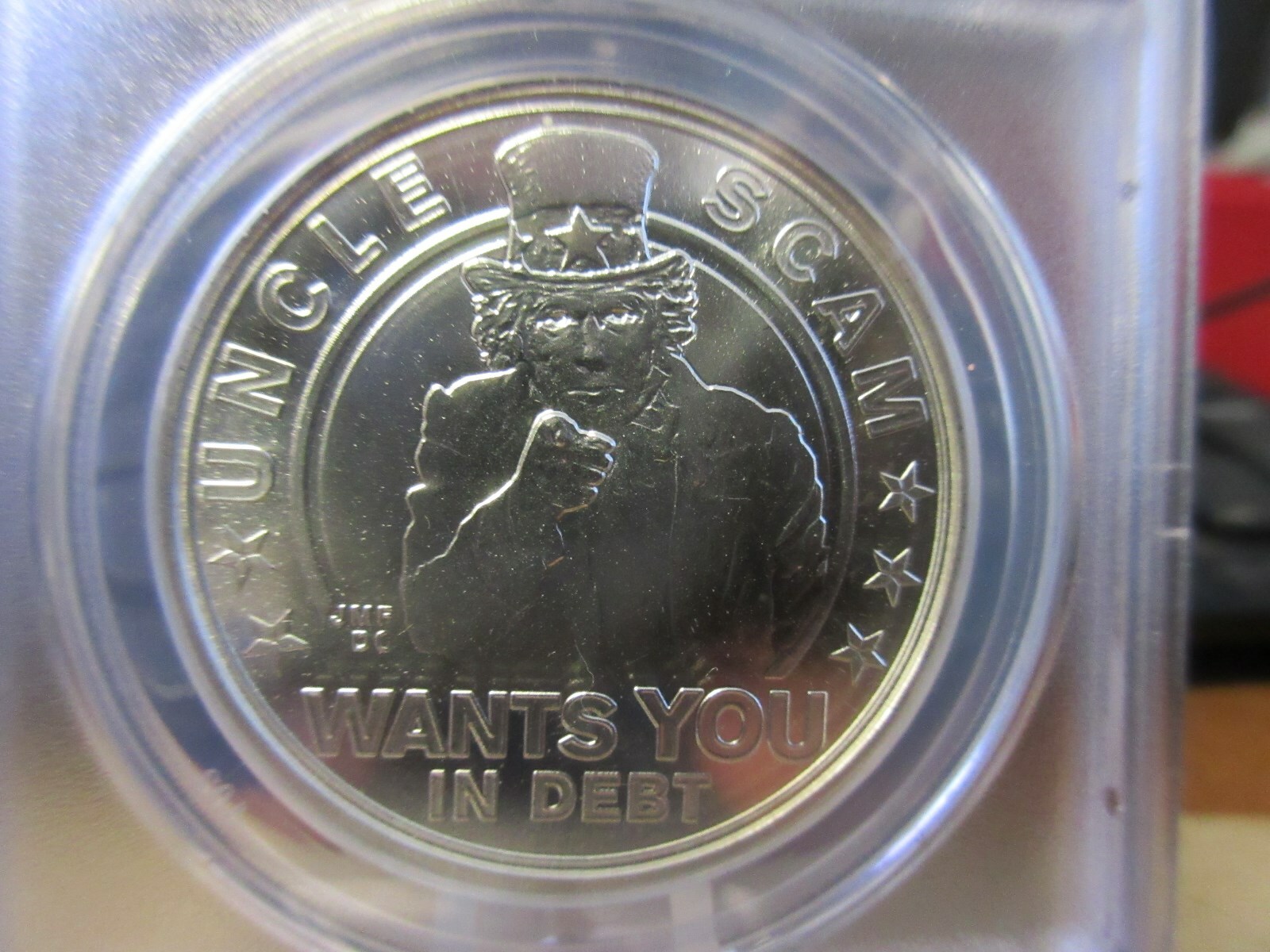 2010 Debt Pyramid / Uncle Scam HT Token by Daniel Carr Silver ANACS MS ...