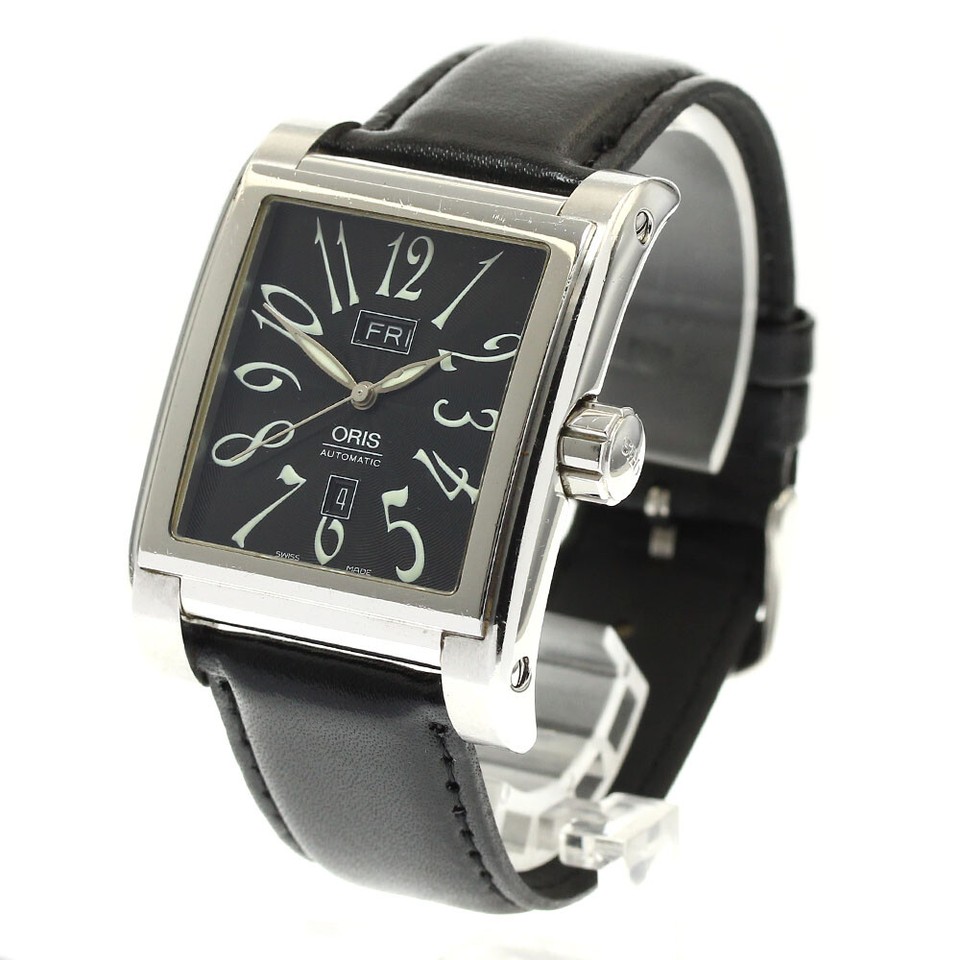 ORIS Miles Rectangular 7538 Day date black Dial Automatic Men's Watch ...