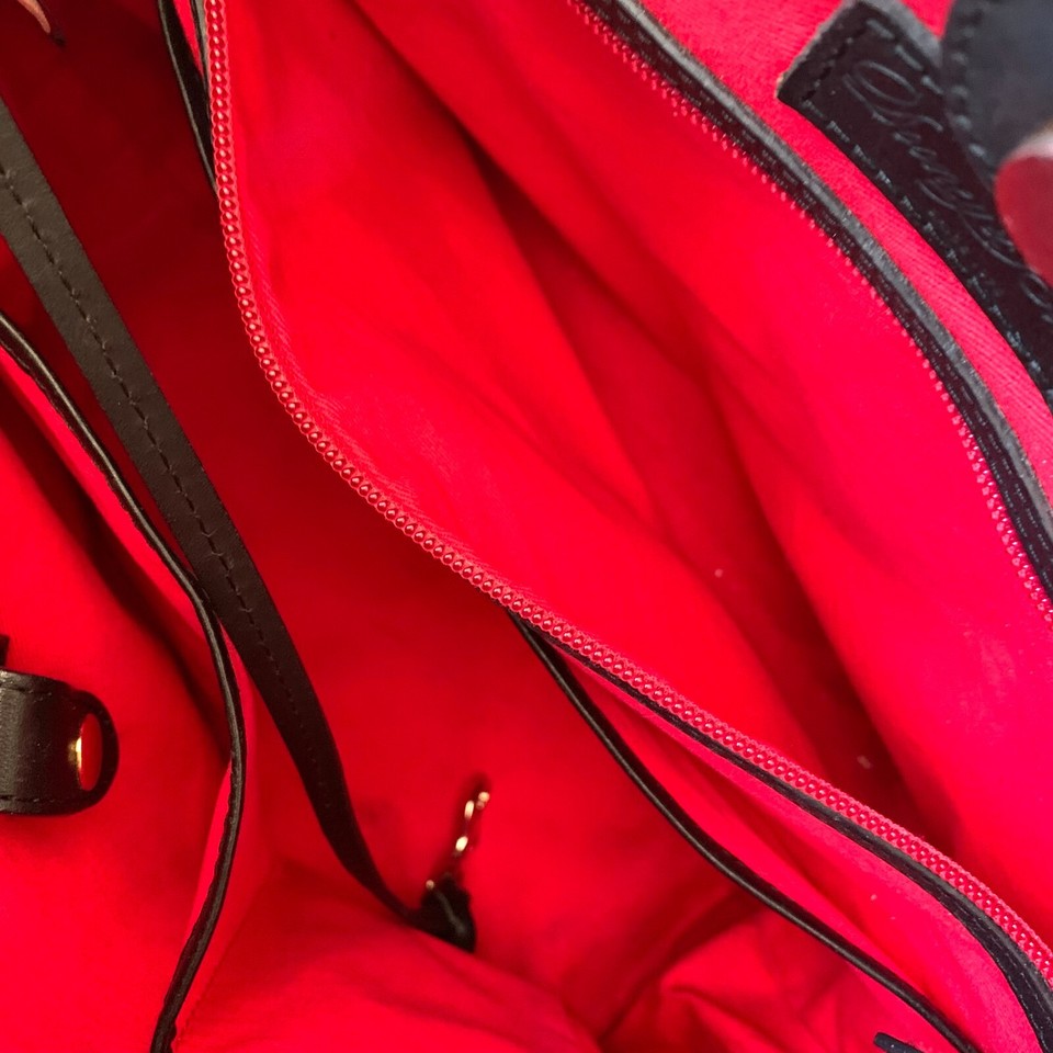 Dooney & Bourke Spicy Quilted Tote Bag Shopper Black Leather Trim Red Interior | eBay