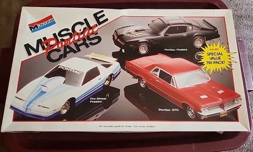 Unassembled Opened Monogram, Vintage 3 Muscle Pontiac Car Model Kits | eBay