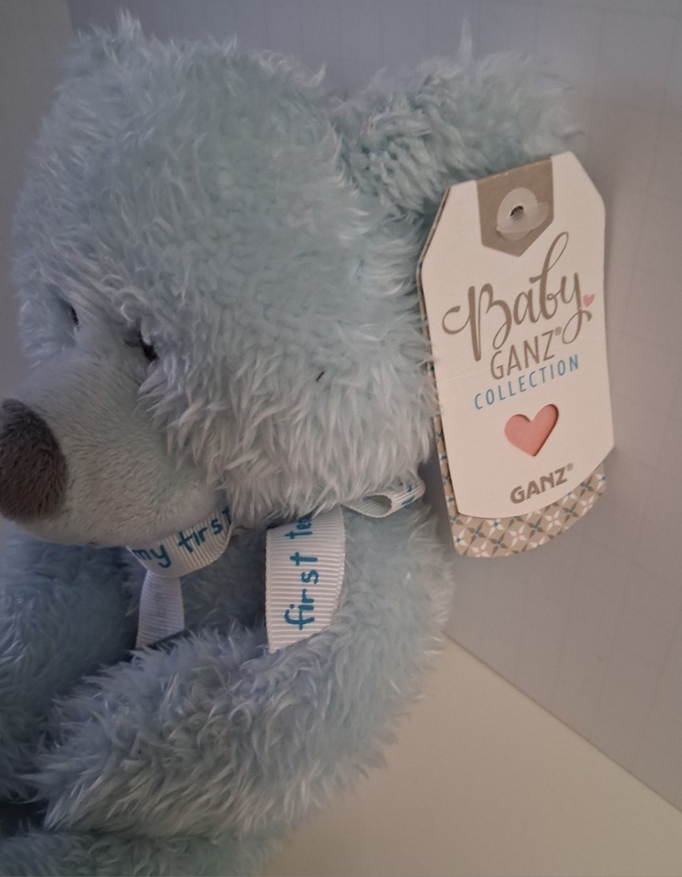 Baby Ganz Collection Blue Bear First Teddy Bear 11” Bow Soft With Tags ...