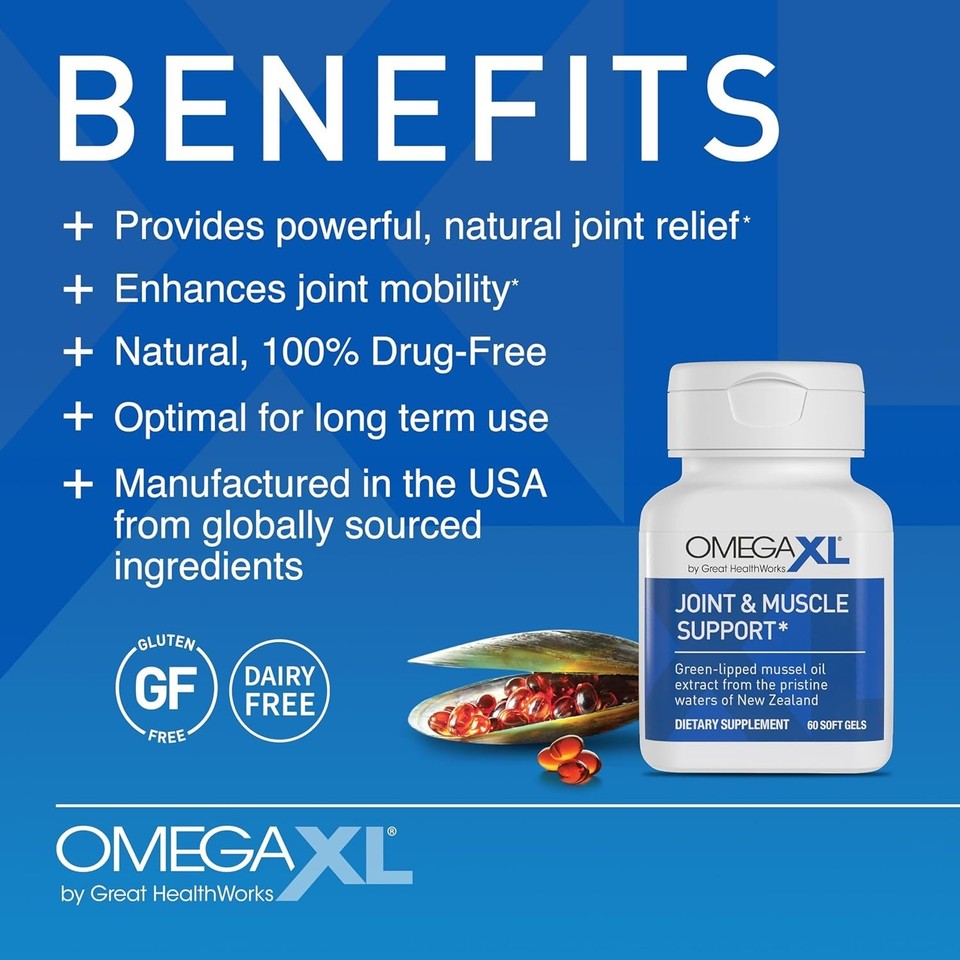 Omega XL Pack of 2 Natural Joint & Muscle Support 60ct Softgels, Exp 12 ...