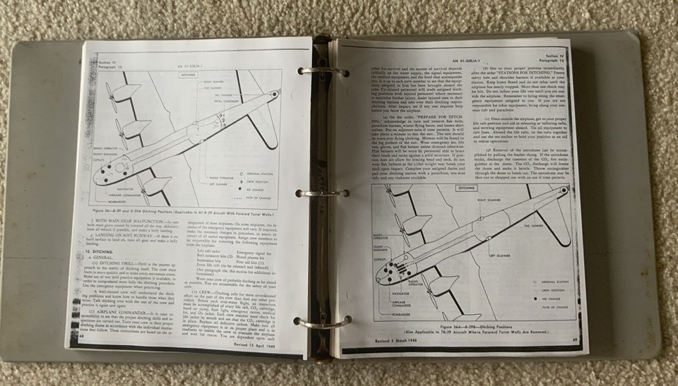 B29A “FIFI” ground school manual. Includes Hand Written Flight Training ...