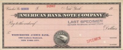 American Bank Note Co. - American Bank Note Company Specimen Checks ...