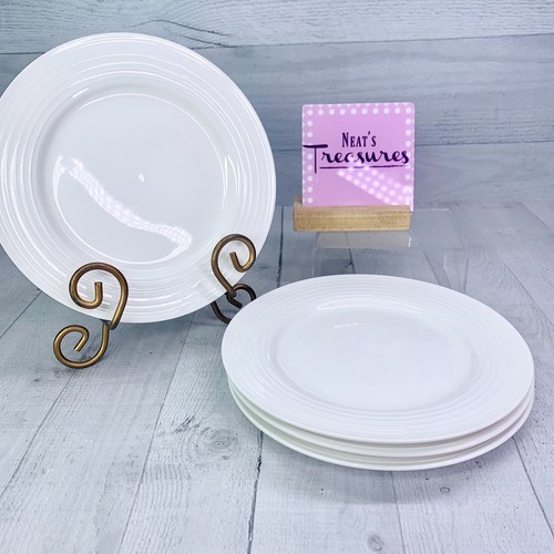 Food Network RIPPLE All White Embossed Rings Stoneware Lunch Salad ...