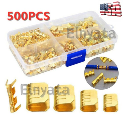 500Pcs U Shape Copper Terminals Crimp Kit - Non-Insulated Assortment ...