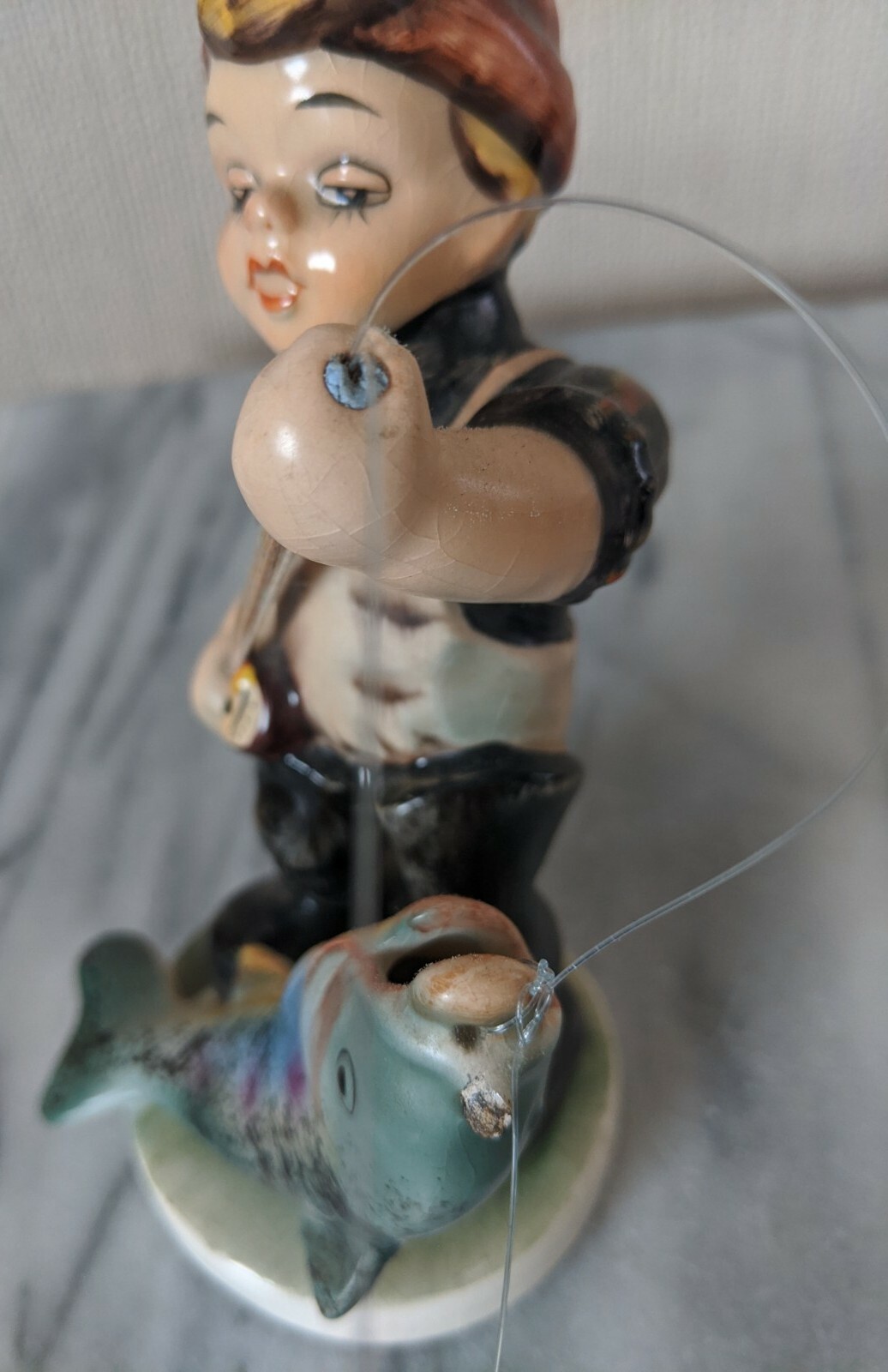 Friedel Figurine Boy Fishing, Western German Porcelain, Vintage **VGC ...