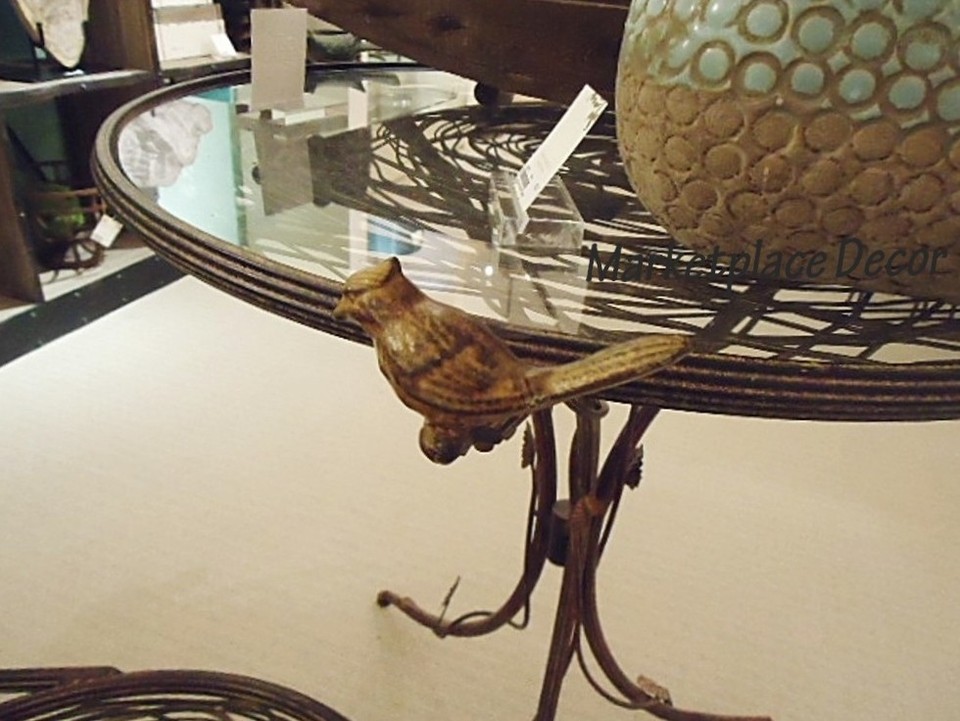 Bird Bistro Round Table Bird Nest Branches Leaves Nature ~ Cyan Design ...