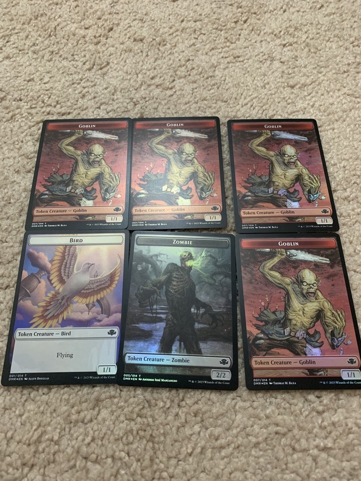 DMR MTG Magic Foil 6 Double Sided Token Lot Cat Bird Construct Zombie ...