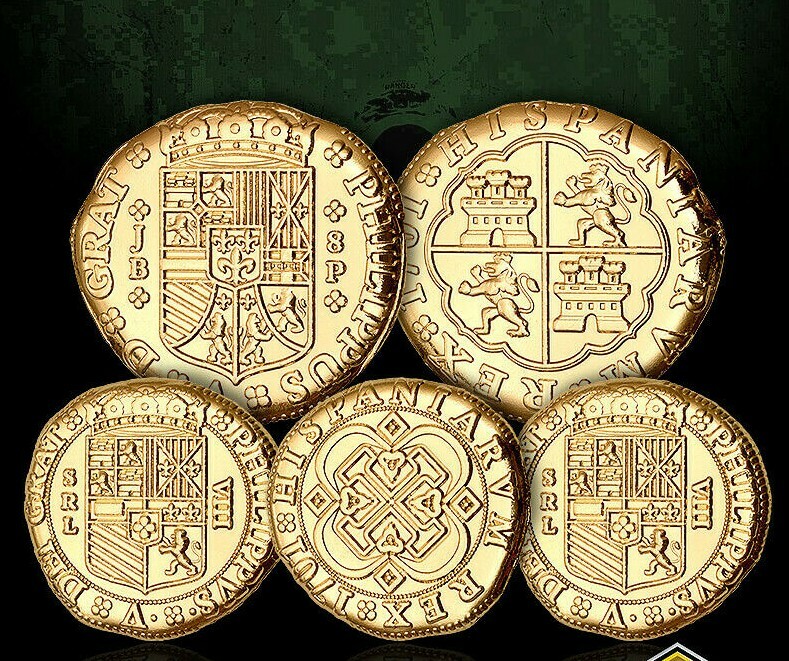 Gold Doubloons And Pirate 1600s Spanish Gold Doubloon In Pirate
