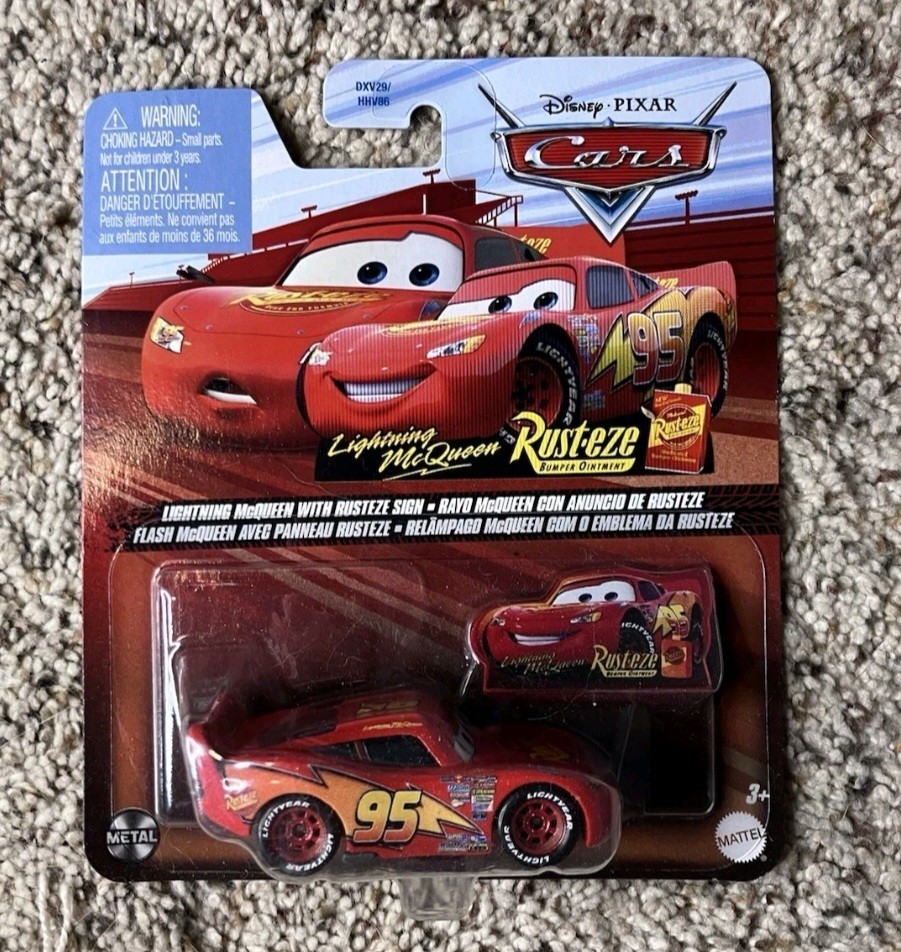 Disney Pixar Cars Lightning Mcqueen with Rusteze Sign Metal Series ...