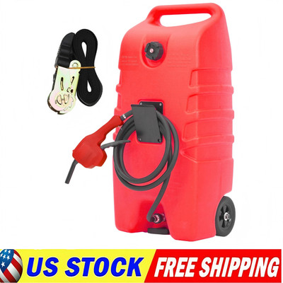 14 Gallon Portable Gas Can with Manual Pump 10Ft Hose/Lockable Lid Gas ...