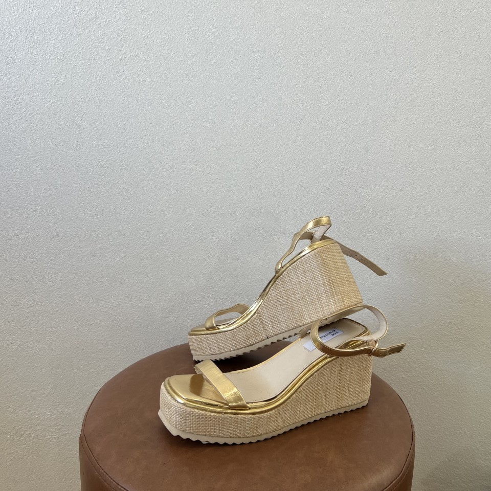 Zoe Kratzmann Clamour Gold Platform Espadrille Wedge Heel EU38 US7.5 ...