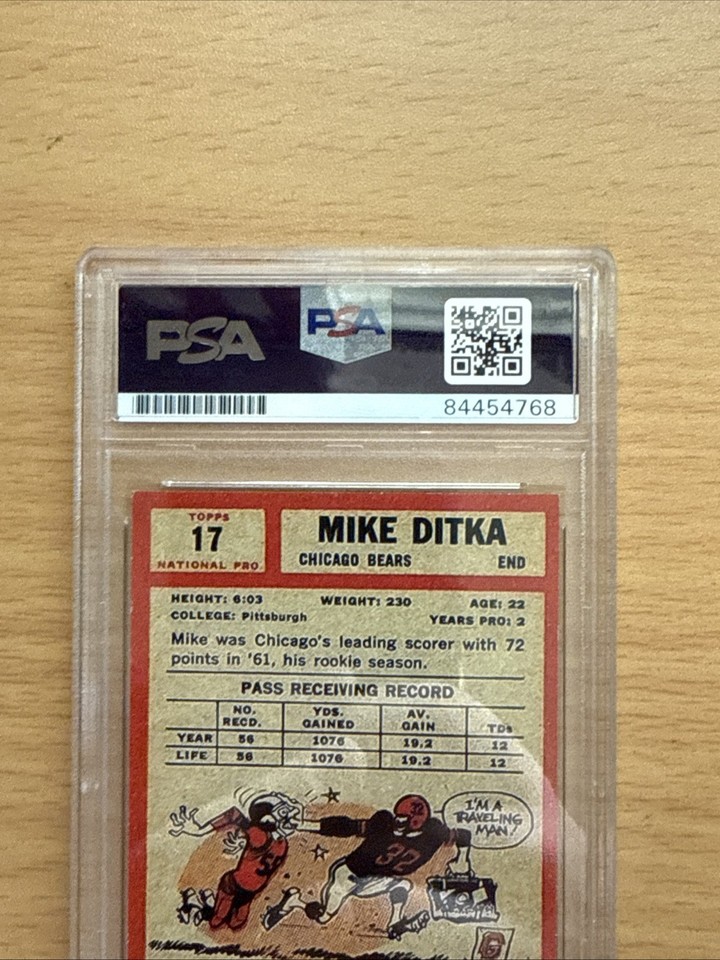 Mike Ditka Signed Autographed 1962 Topps #17 ROOKIE RC Reprint Card PSA ...