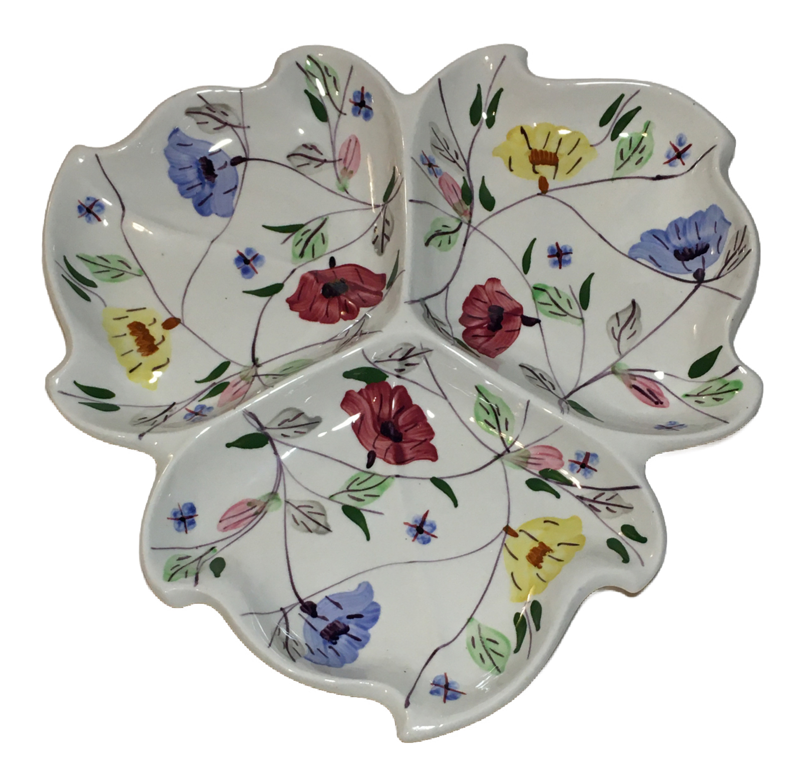BLUE RIDGE Southern Potteries CHINTZ Pattern Tri-Divided MARTHA TRAY ...