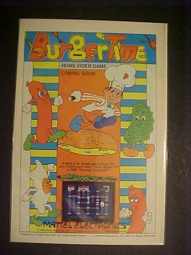 OLD MATTEL BURGERTIME HOME VIDEO GAME CARTRIDGER PRINT AD ORIGINAL ...