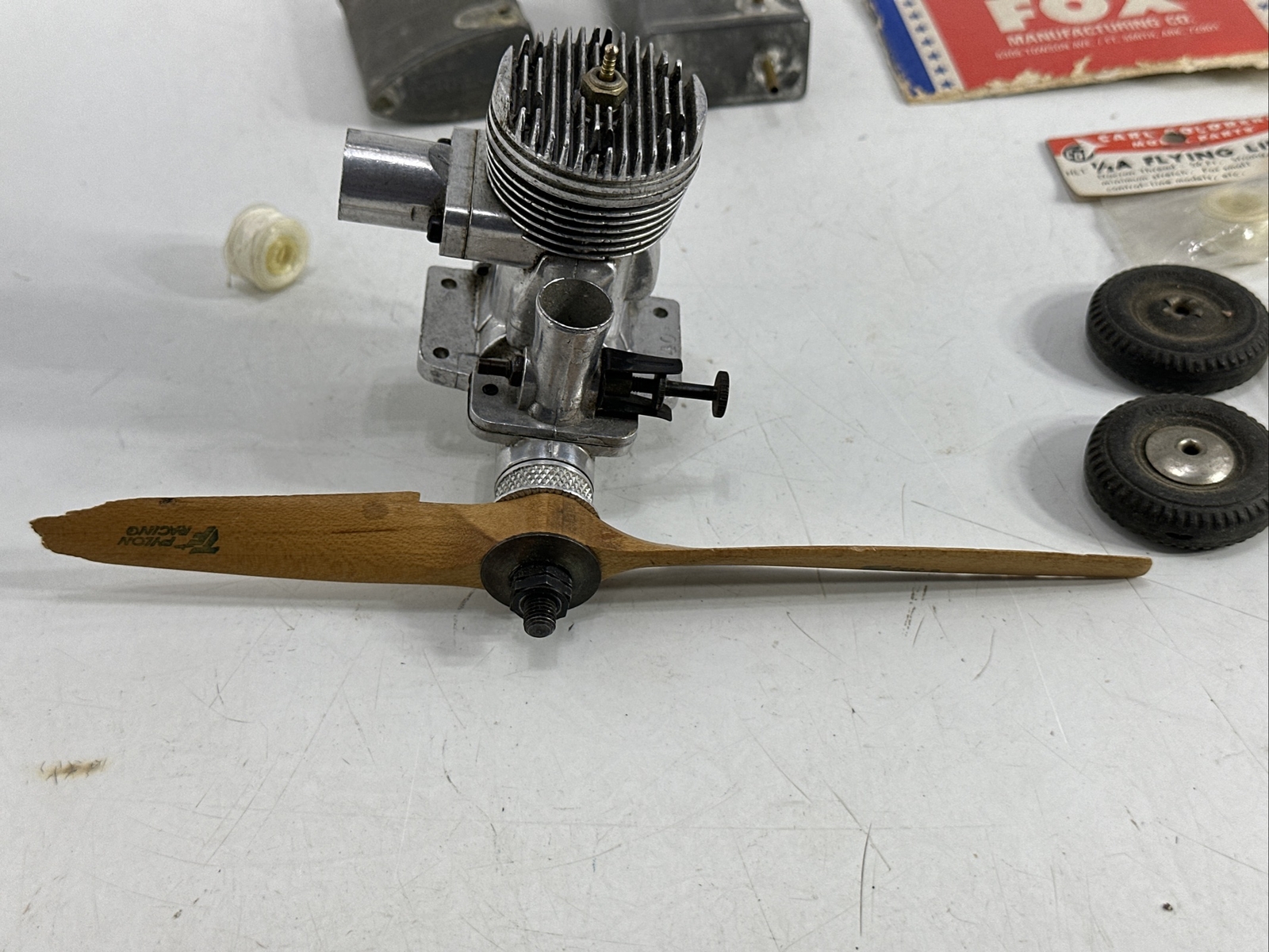 Fox 40 RC Model Airplane Engine, cleaned, Pylon Prop. Bellcrank Misc ...