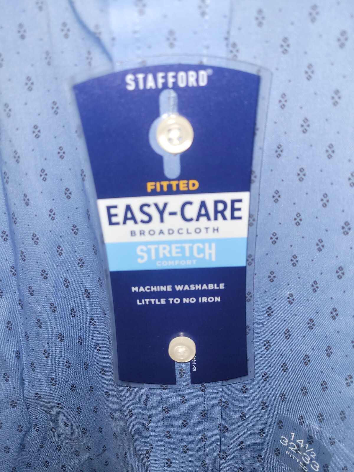 Stafford Travel Easy-Care Broadcloth Navy Geo Dot Dress Shirt, 14-1/2 ...