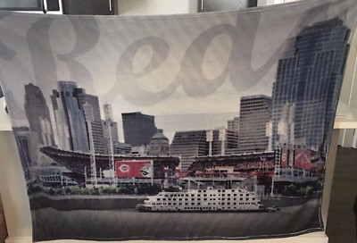 Cincinnati Reds Luxury Blanket/Throw 60"x45" NEW SGA - Stadium/Skyline ...