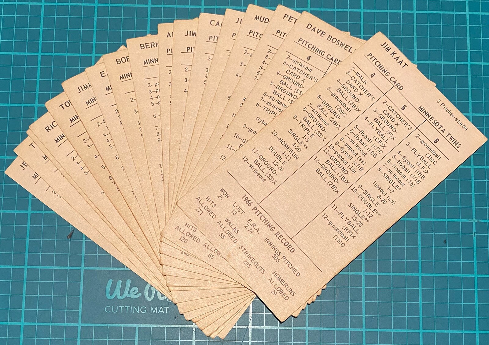 STRAT-O-MATIC BASEBALL CARD SINGLES, 1966 SEASON, ORIGINAL BASIC, $3.25 ...