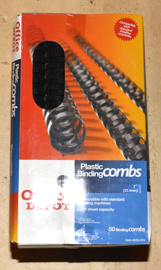50 Count Office Depot 1" (25.4mm) Binding Combs, 200 Sheet Capacity ...