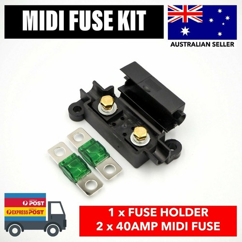 40A MIDI FUSE KIT 1 x ANS Strip Link Holder + 2 x 40 AMP Fuses Dual ...