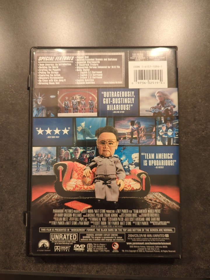 Team America (DVD, 2005, Widescreen Collection/Unrated) 97360251944| eBay