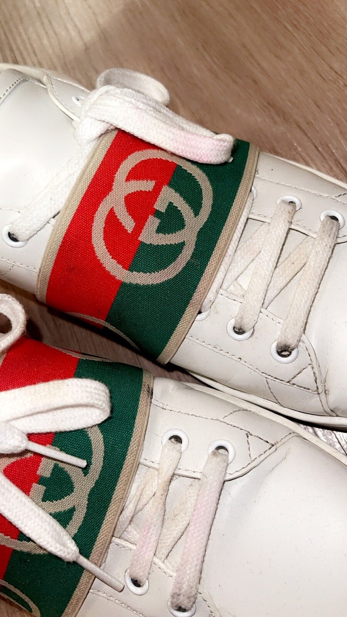 Gucci Ace Elastic Web Interlocking GG White Slip On Sneakers Gucci Ace Elastic Web Interlocking GG White Slip On Sneakers
