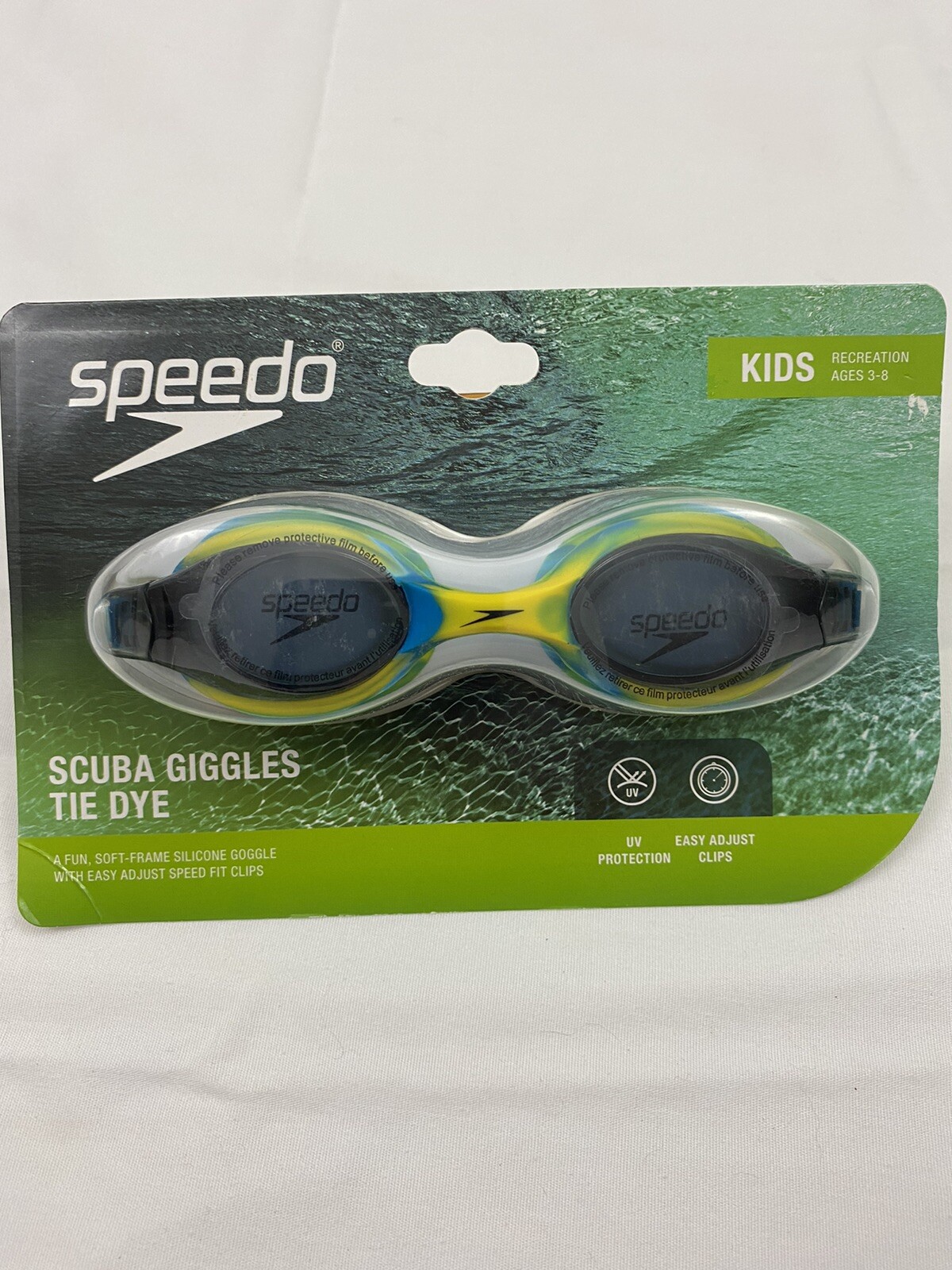 Speedo Kids Scuba Giggles Tie Dye Goggle Blue UVA UVB Speed Fit No ...