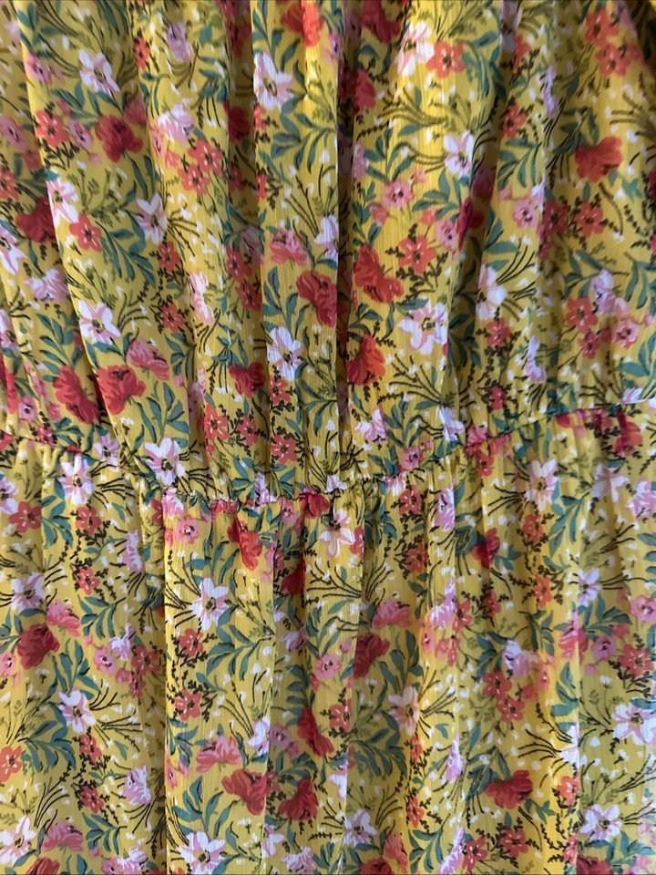 Floral Print Yellow Off The Shoulder Dress Size 12 | eBay UK