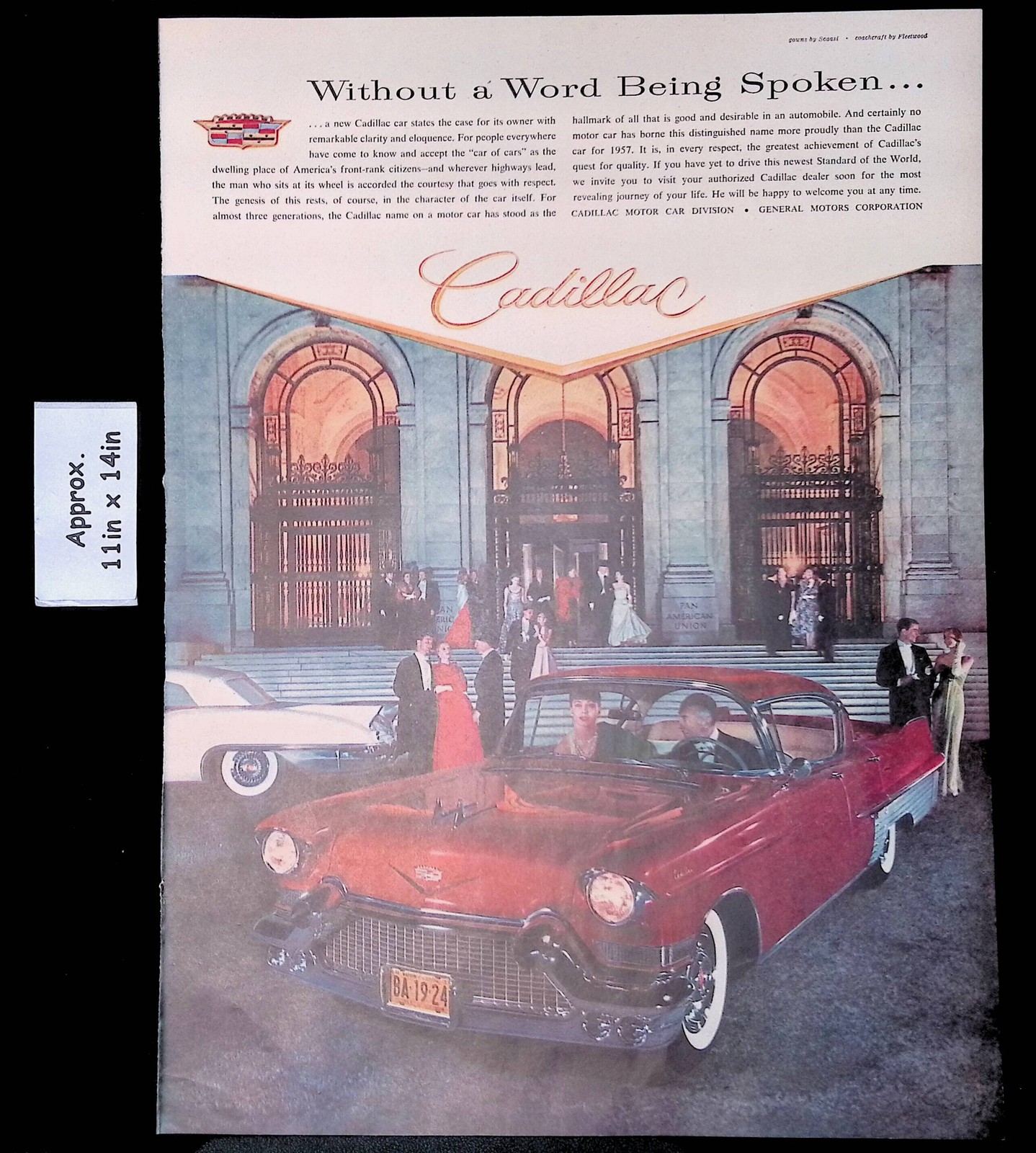1957 Cadillac Without A Word Being Spoken.. PAN AMERICA UNION Print Ad ...