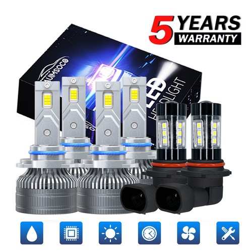 For 2000 2001 2002 Lincoln LS 6x LED Headlights High Low Fog Bulbs 9005 ...