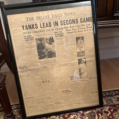 Vintage Original 1923 Newspaper Front Page, Yankees First World Series ...
