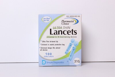 Pharmacist Choice Ultra Thin Twist Top 31G Lancets 100 Count - Brand ...