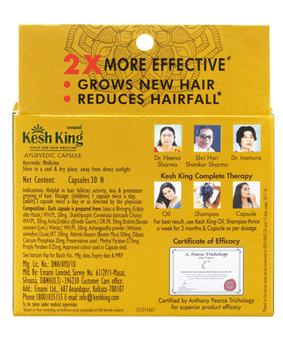 4 X 30 Kesh King Herbal Ayurvedic Hair Growth Capsule 30 Caps Each 120 ...