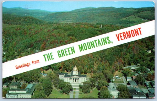 Postcard VT Greetings From The Green Mountains Vermont Banner State ...