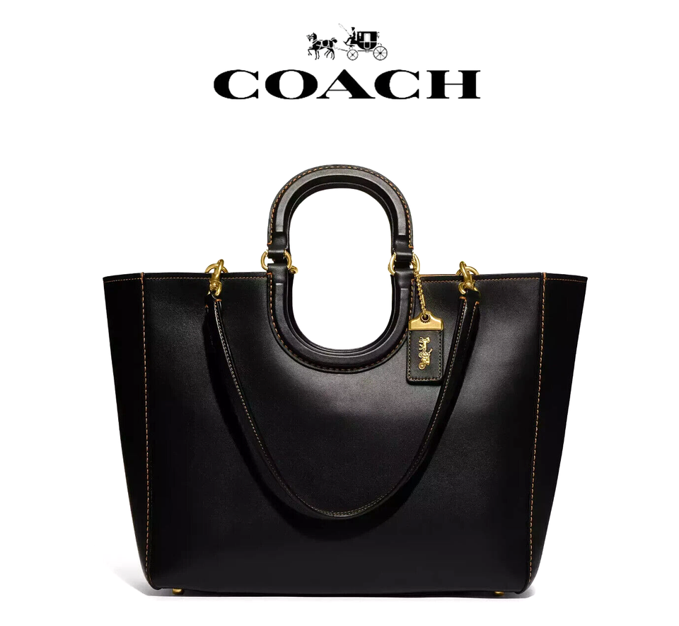 ️ COACH Rae Tote 2way Shoulder Bag CH787 Brass / Black Glovetanned ...