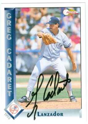 Greg Cadaret autographed baseball card (New York Yankees) 1993 Pacific ...