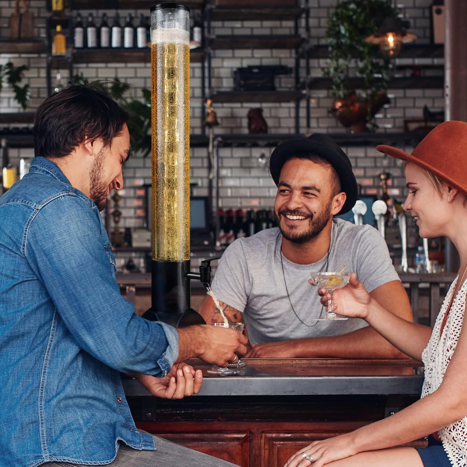 COSYOO 2PCS Drink Tower, 3L Mimosa Tower Dispenser With Ice Tube and ...